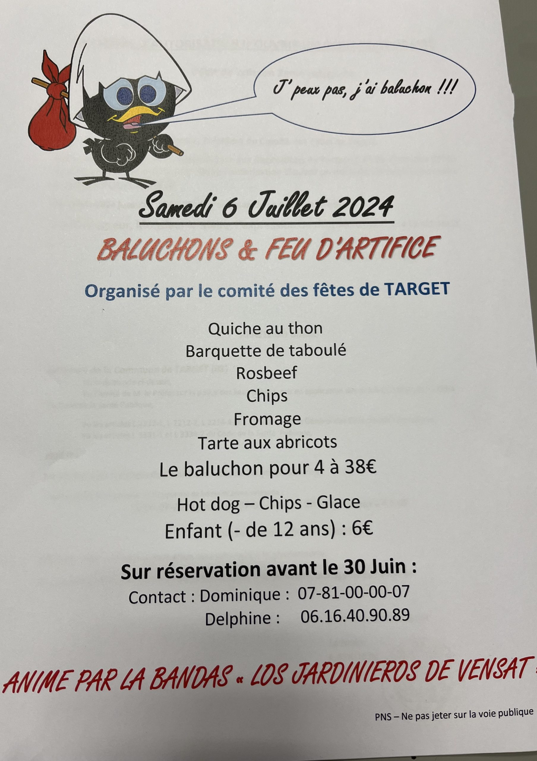 le 06 Juillet 2024 Venez nombreux partager un baluchon!! - Mairie de Target